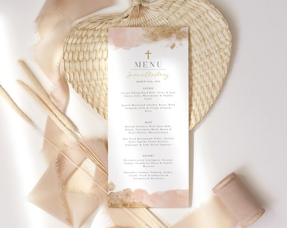Christening Menu Template Printable Baptism Menu Template - Etsy Australia