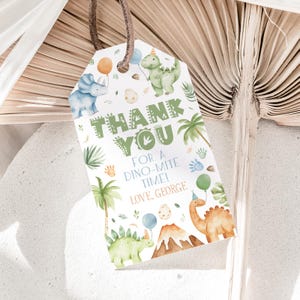 Dinosaur Favor Tags Printable, Dino Birthday Favour Tags, Thank You ...