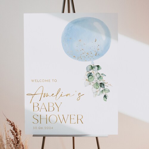 Welcome Sign Boy Baby Shower Blue Balloon Welcome Sign Blue - Etsy