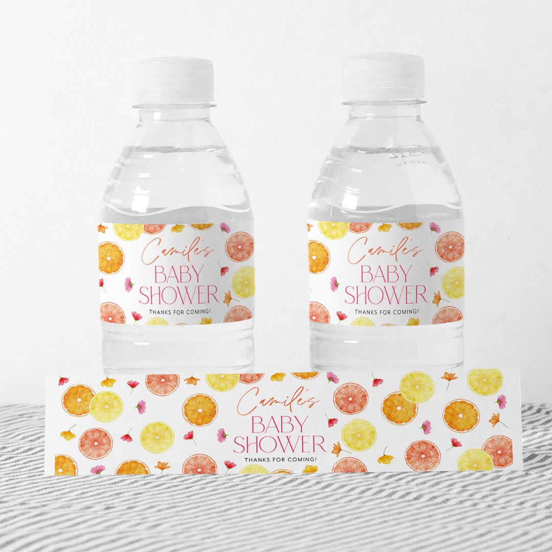 Citrus Water Bottle Label, Main Squeeze Baby Shower Water Label ...