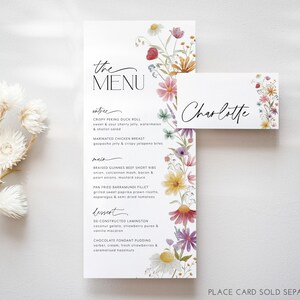 Wildflower Menu Template, Printable Bridal Shower Menu, Flower Menu ...