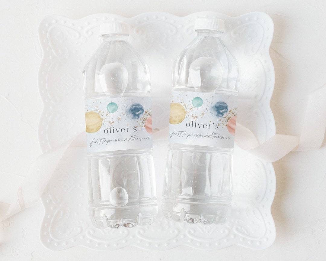 Space Water Bottle Label, First Trip Around the Sun Water Label ...