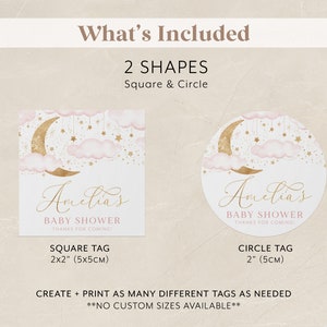 Printable Moon Stars Favor Tags, Pink Over the Moon Baby Shower Tags ...
