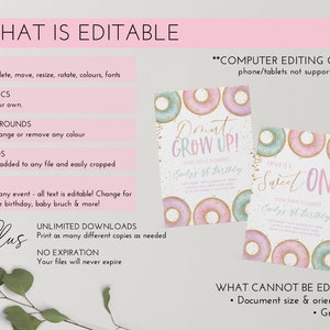 Donut Thank You Card Template, Printable Thank You Card, Donut Birthday ...