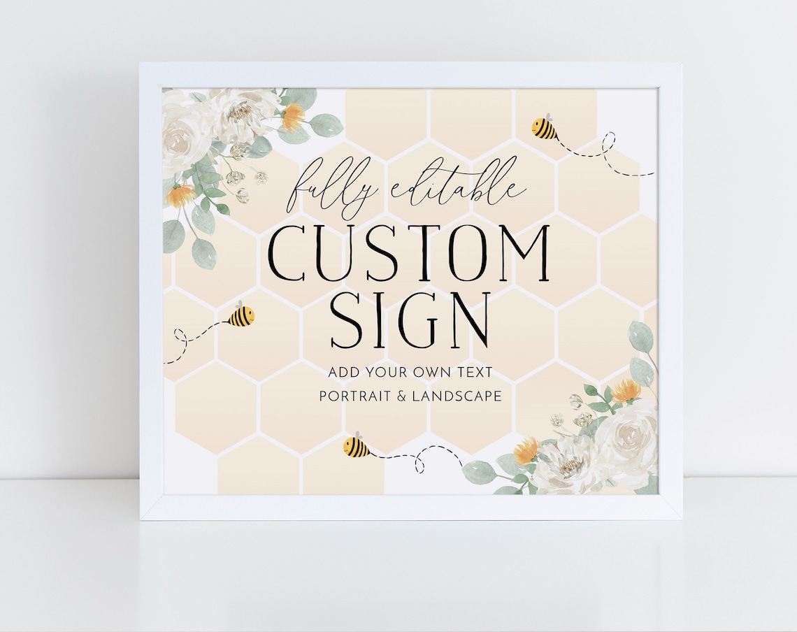 Bee Editable Sign Custom 8x10 Sign Bee Editable Birthday | Etsy