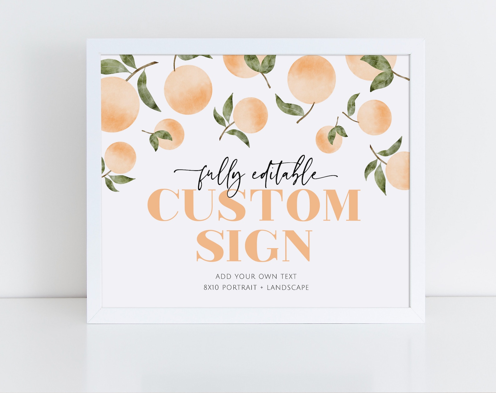 Orange Editable Sign, Custom 8x10 Sign, Orange Editable Sign 8x10 ...