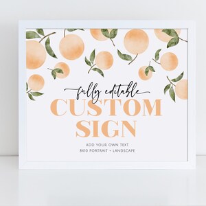 Orange Editable Sign, Custom 8x10 Sign, Orange Editable Sign 8x10 ...