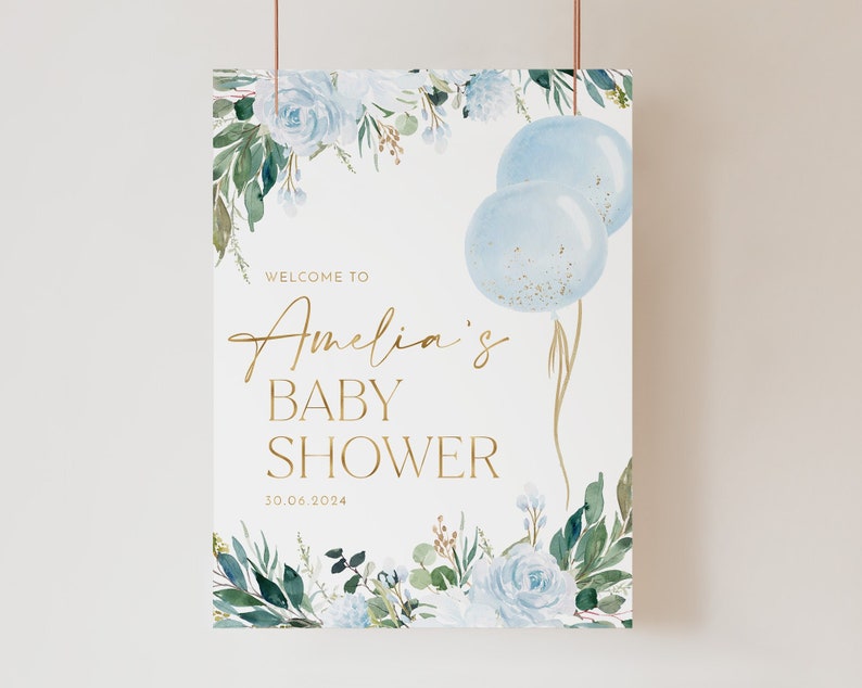 Welcome Sign Boy Baby Shower Blue Balloon Welcome Sign Blue - Etsy