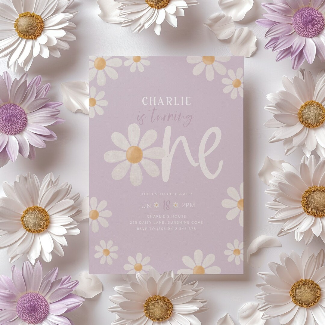 Daisy Birthday Invitation, Flower 1st Birthday Invite, Daisy Invitation ...