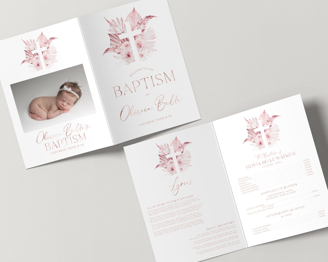 Baptism Programs Printable Christening Program Template | Etsy