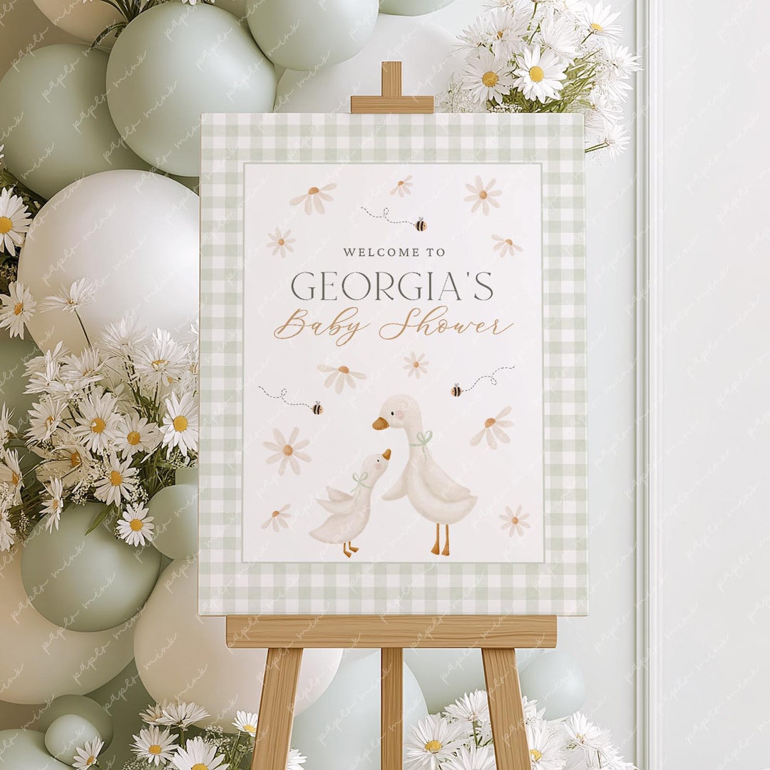 Silly Goose Welcome Sign, Sage Green Goose Baby Shower Welcome Sign ...