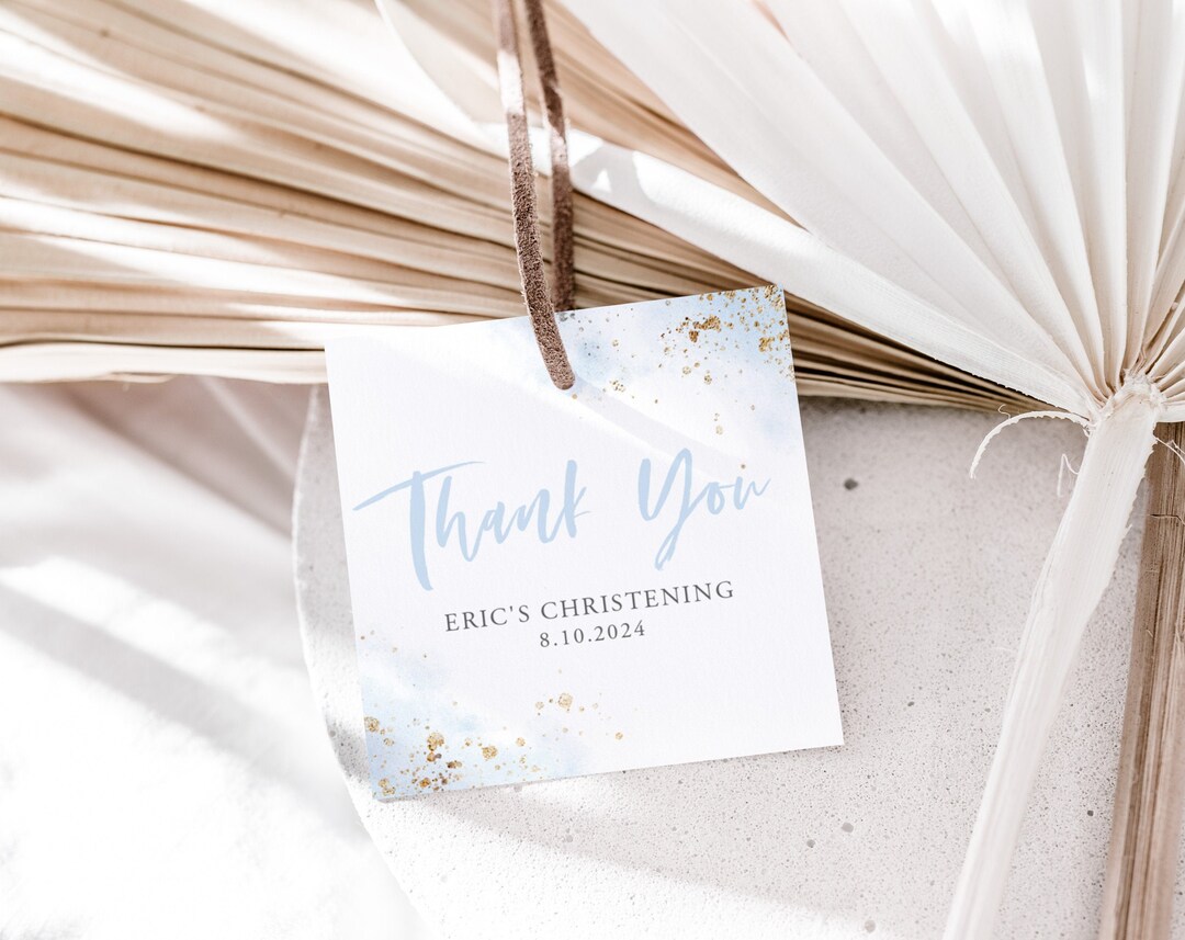 Baptism Favour Tags, Editable Tags, Christening Favor Tags, Blue and ...