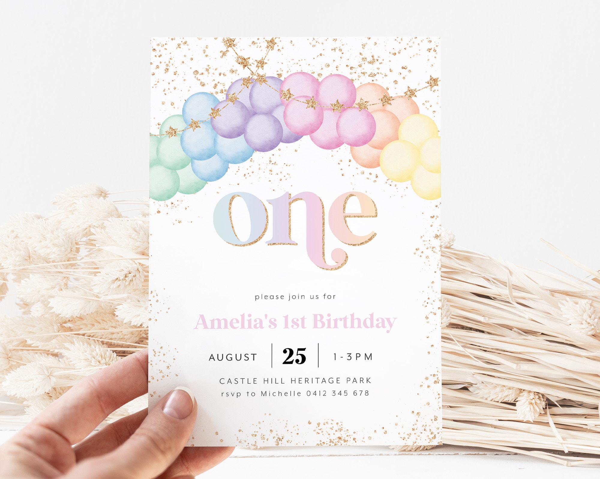 Pastel Rainbow Birthday Invitation Pastel 1st Birthday - Etsy Australia