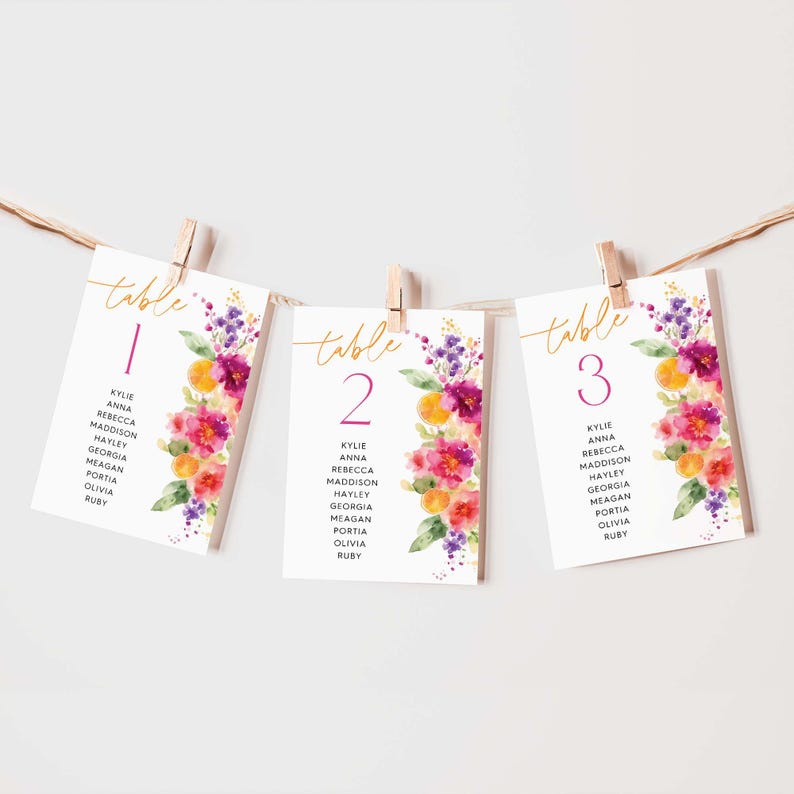 Citrus Table Numbers Template: Main Squeeze Bridal Shower (printable ...