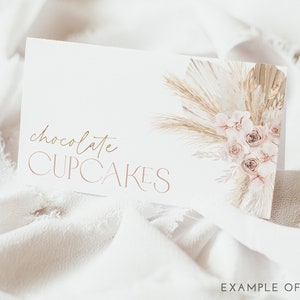 Boho Baby Shower Food Labels, Food Tent Cards, Folded Food Cards, Pink ...