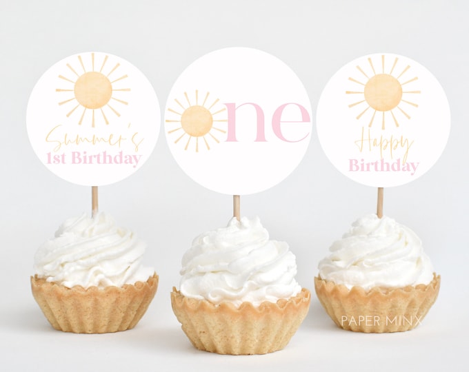 Sun Cupcake Toppers, Sunshine Cupcake Toppers, Little Sunshine Cupcake ...