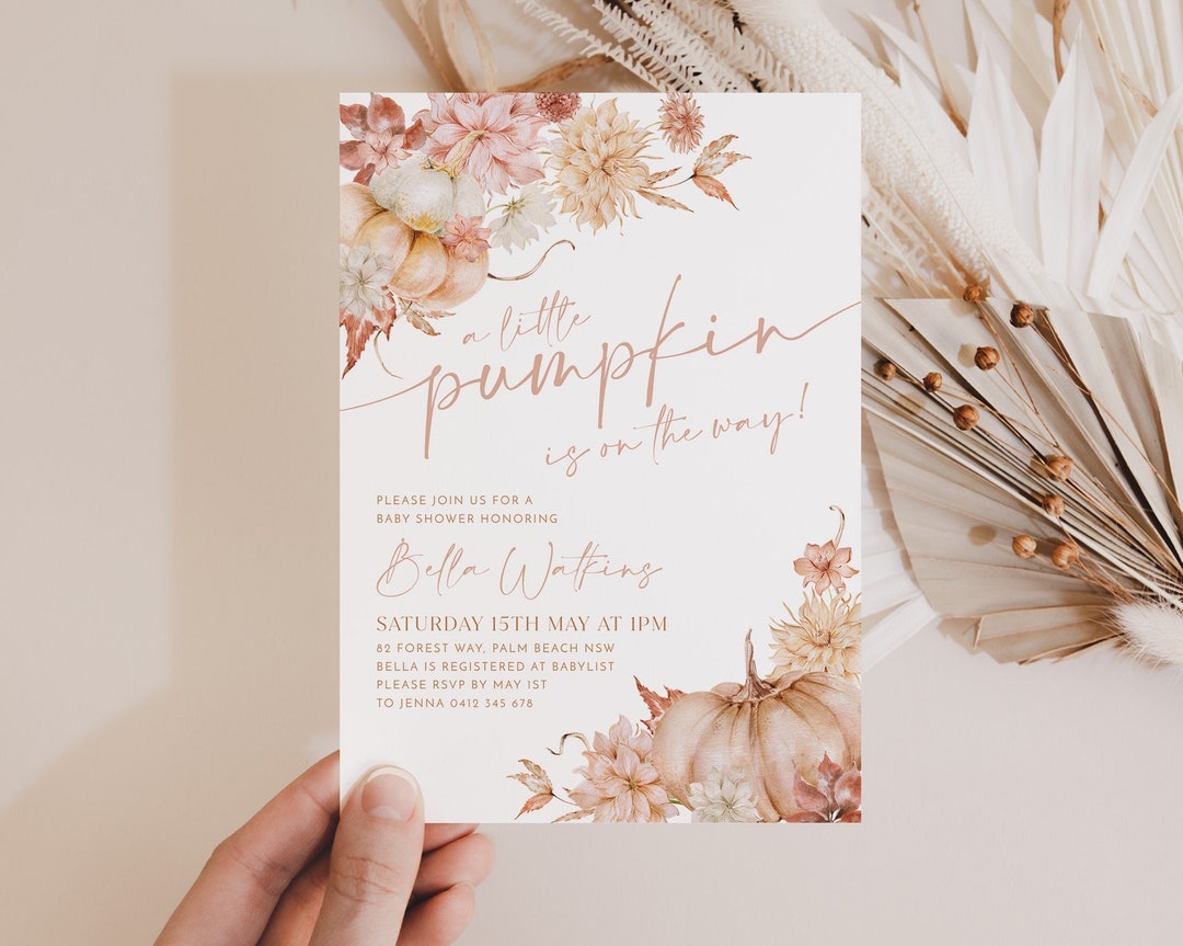 Little Pumpkin Baby Shower Invitation Template, Fall Baby Shower Invite ...