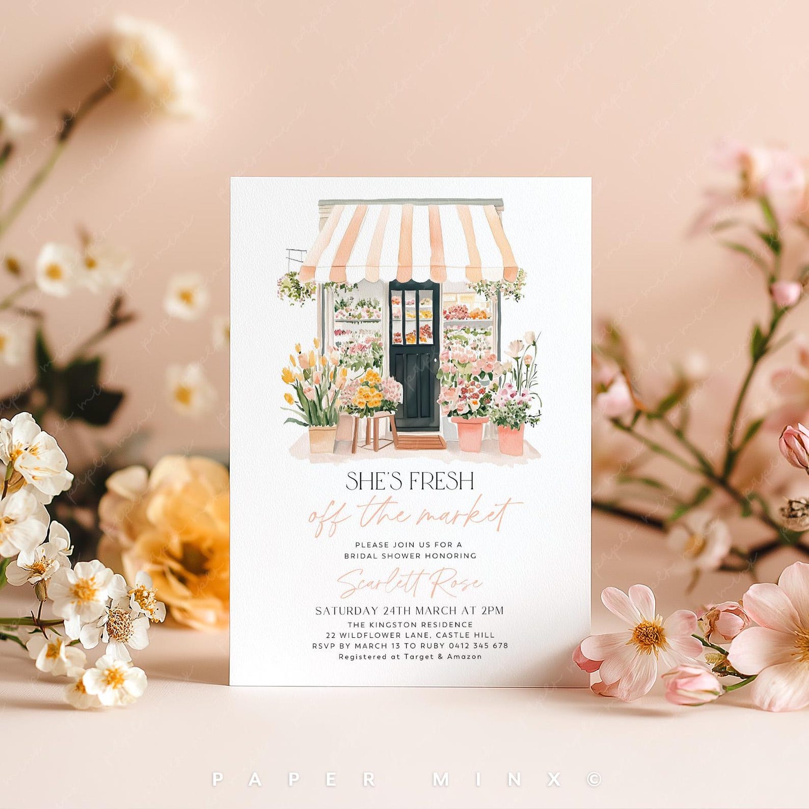 Flower Market Bridal Shower Invitation Template (canva Editable) - Etsy