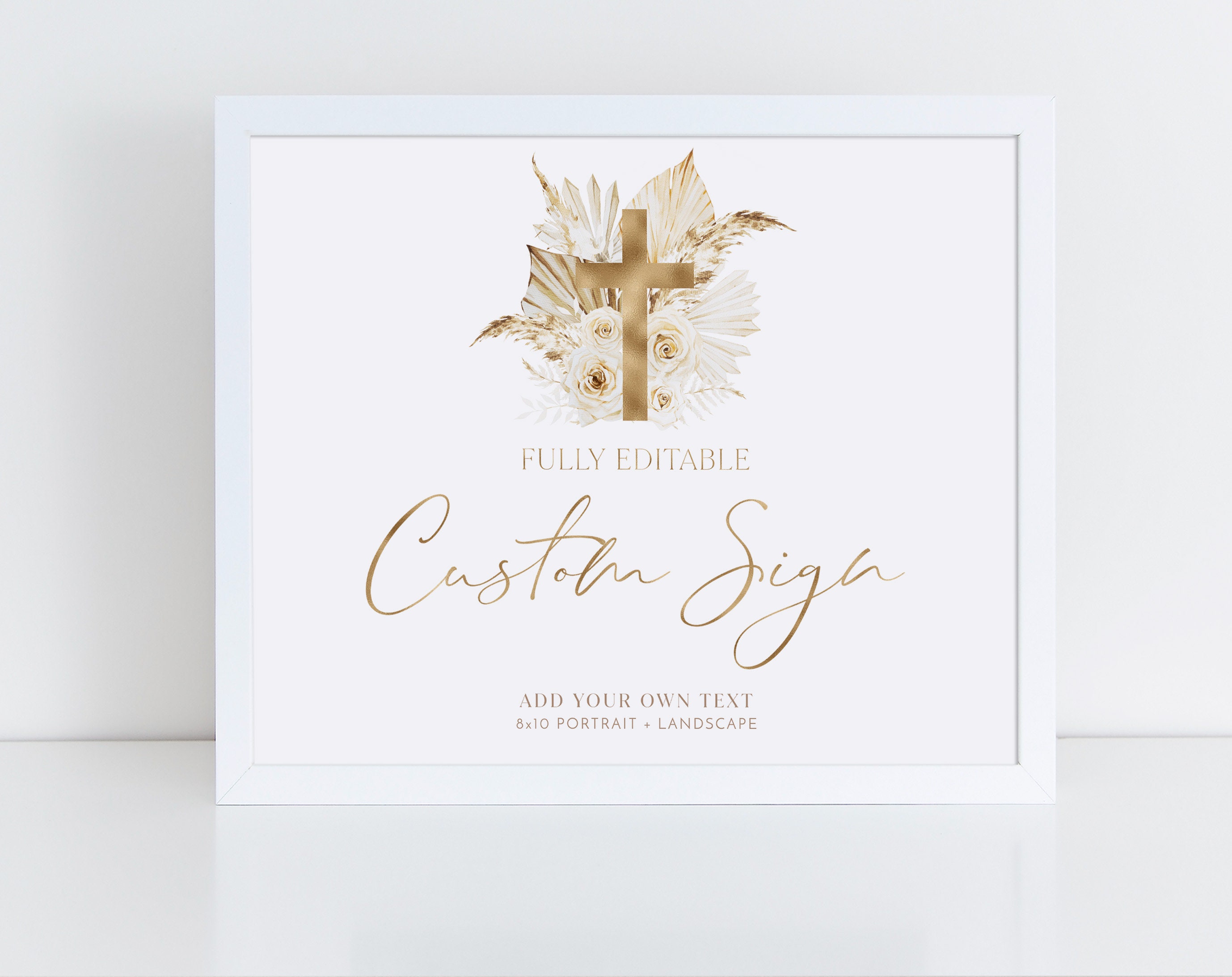 Editable Baptism Sign 8x10 Gold Christening Signs Boho - Etsy