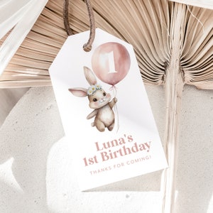 Some Bunny Favor Tags, Bunny 1st Birthday Thank You Tag, 1st Birthday ...