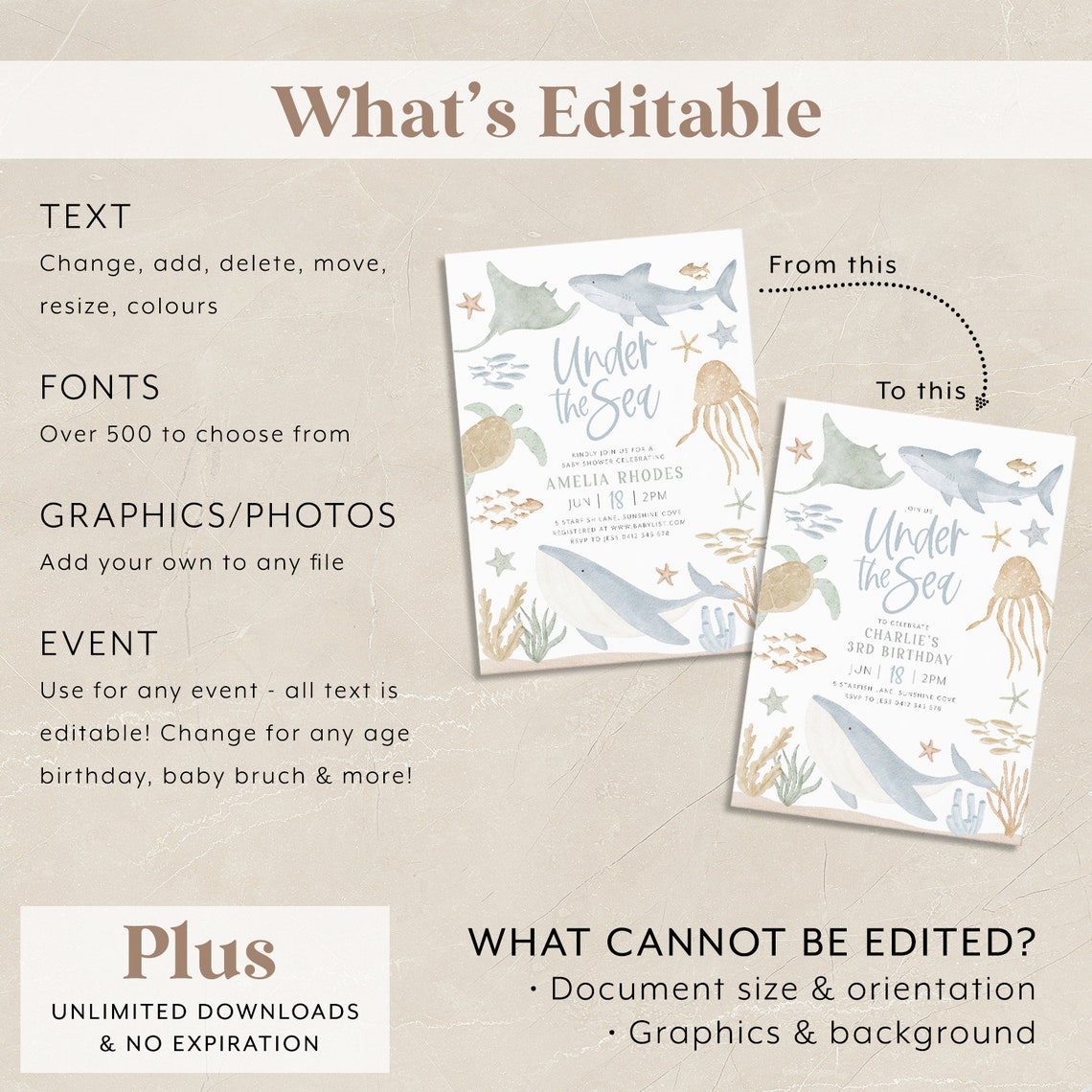 Under the Sea Favor Tags Printable, Ocean Animals Favour Tags, Thank ...