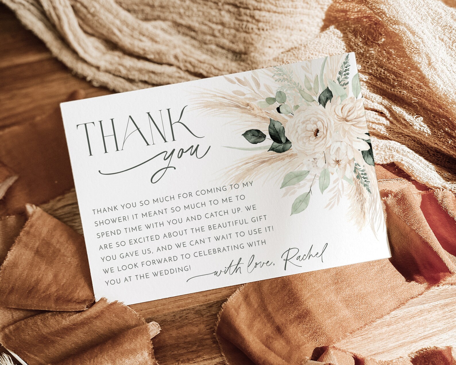 Boho Thank You Card Template Printable Thank You Card Instant - Etsy