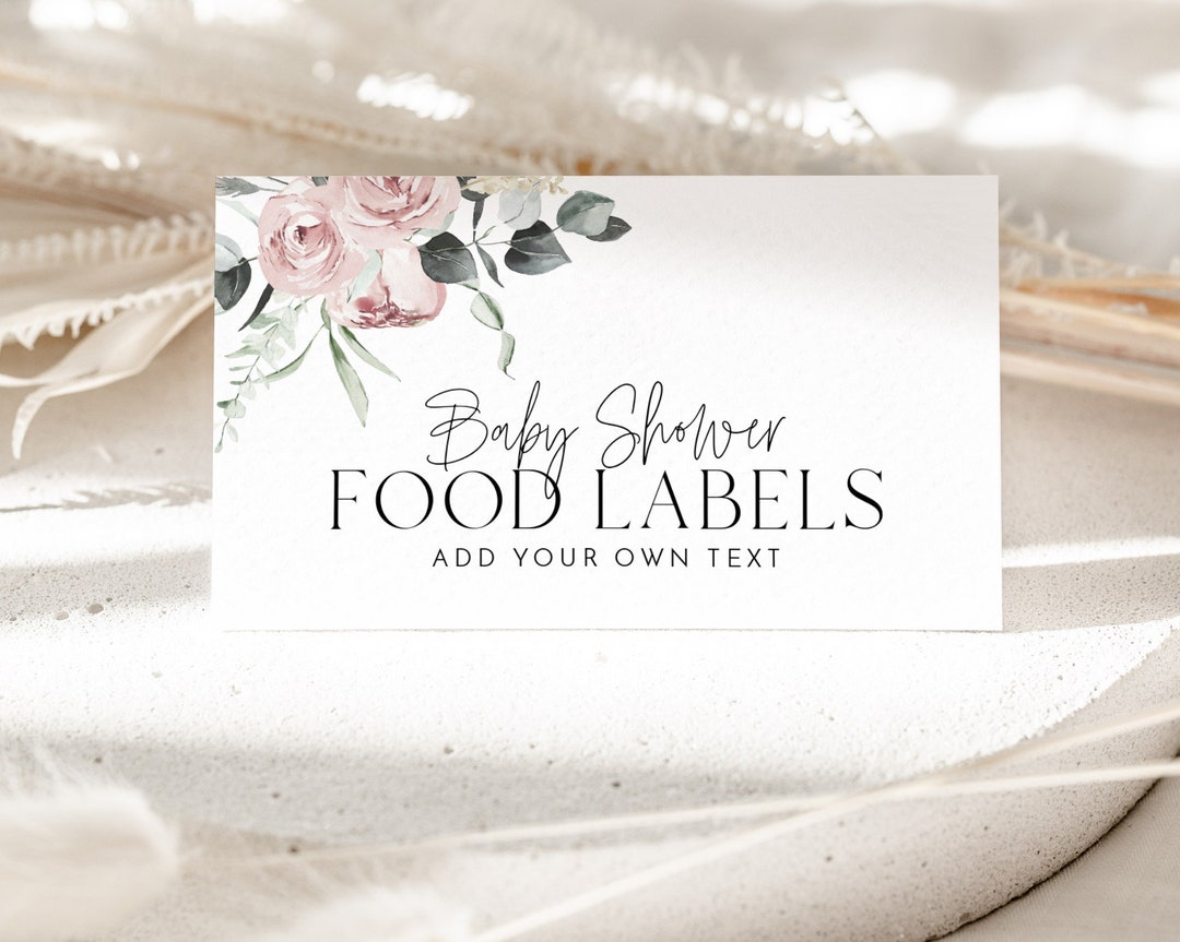 Baby Shower Food Labels, Floral Food Label Card, Food Tent Card, Food ...