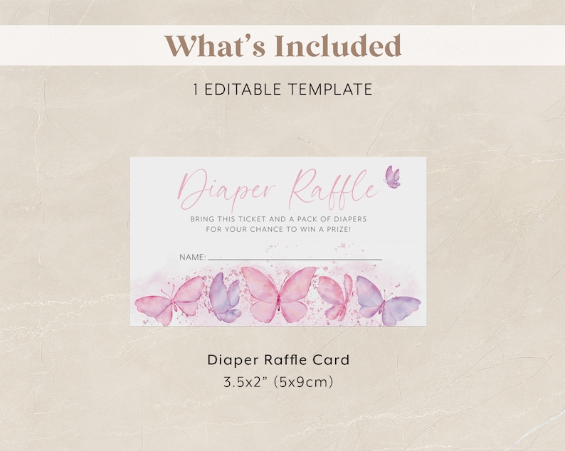 Butterfly Diaper Raffle Card Butterfly Baby Shower Diaper - Etsy