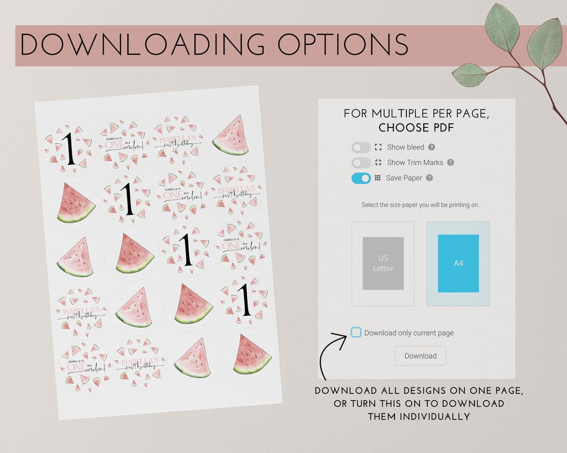 Melon Cupcake Toppers Printable Cupcake Topper Watermelon - Etsy