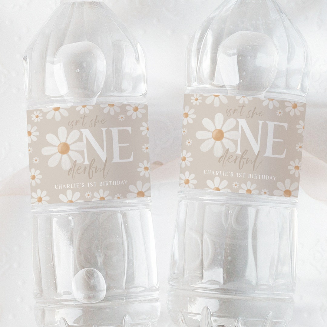 Daisy Water Bottle Labels Printable, 1st Birthday Girl Water Label ...
