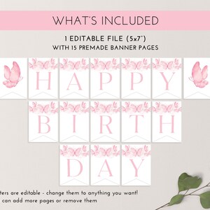 Butterfly Birthday Banner, Happy Birthday Banner Printable, 1st ...