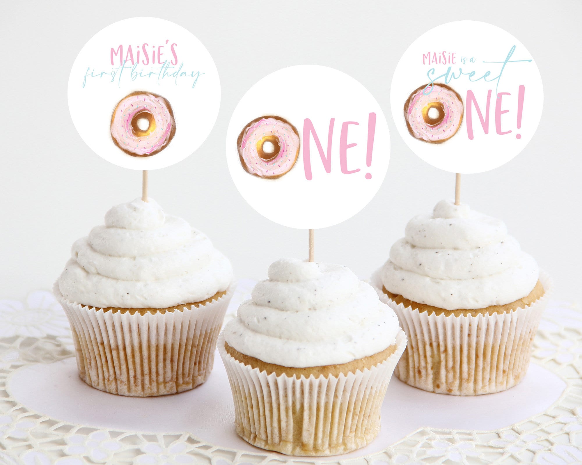 Donut Cupcake Toppers Printable Cupcake Topper Sweet One - Etsy