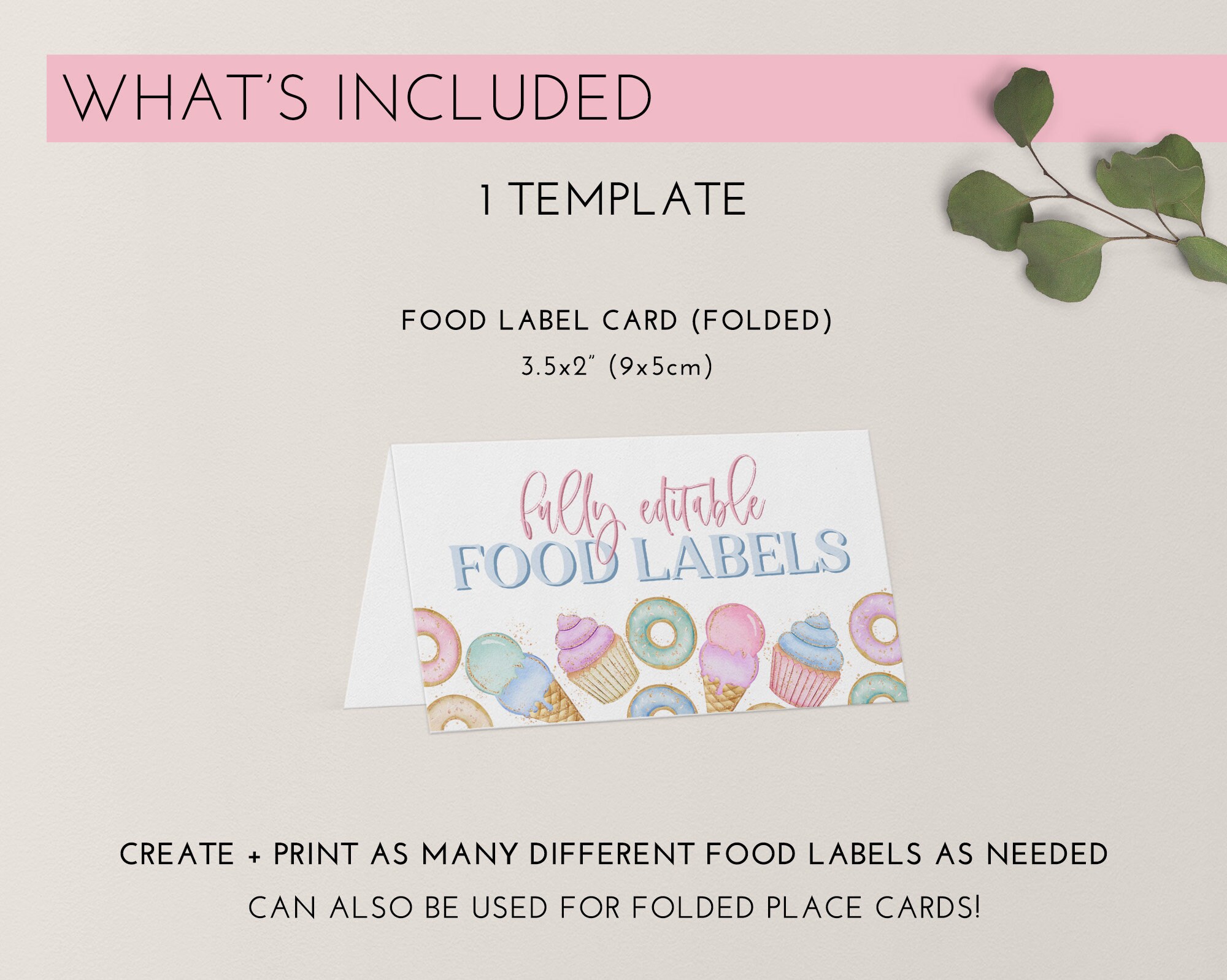 Sweet One Food Labels, Candy Birthday Food Label Card, Food Tent Card ...
