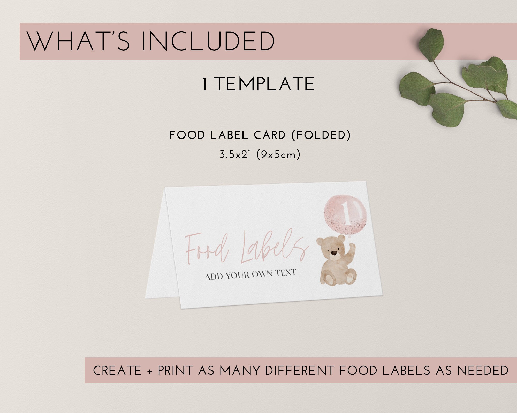Bear Food Labels, Bear Birthday Food Label Card, Food Tent Card ...