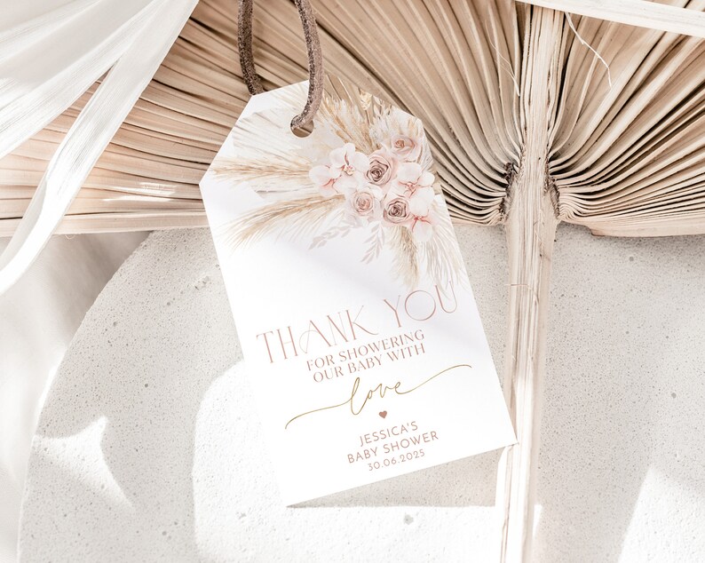 Printable Favor Tags Boho Baby Shower Favour Tags Pink Boho - Etsy