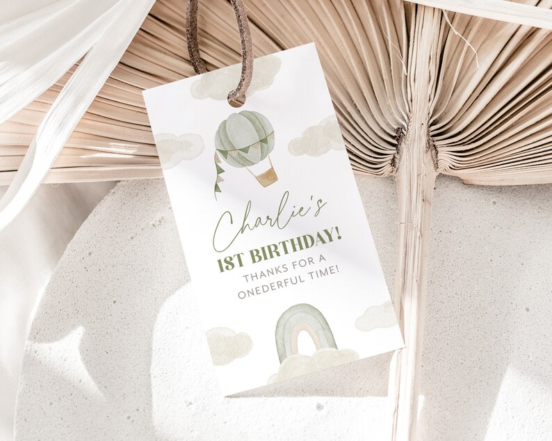 Mr Onederful Favor Tags, Hot Air Balloon 1st Birthday Thank You Tags ...