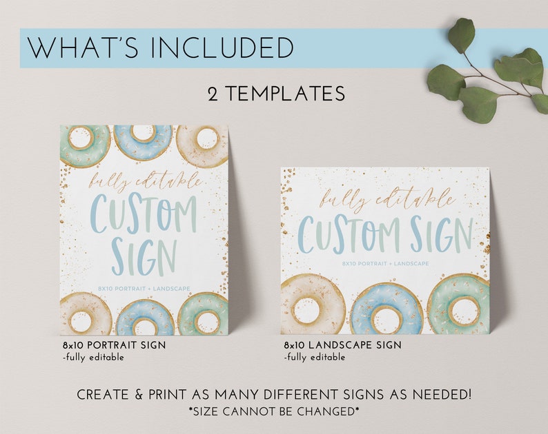 Donut Editable Sign Custom 8x10 Sign Printable Donut Sign - Etsy