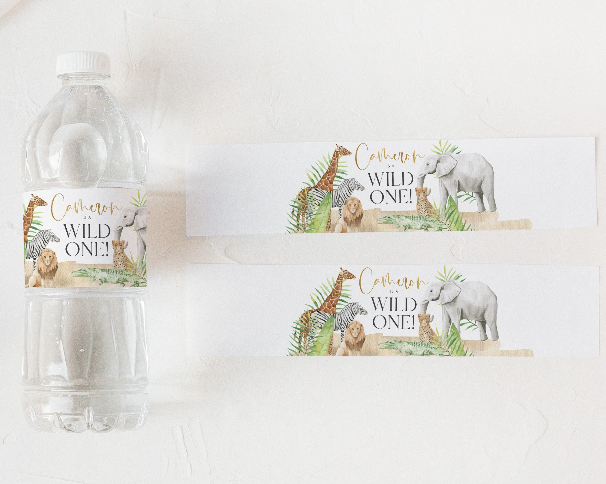 Wild One Water Bottle Label Safari Water Label Printable - Etsy