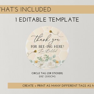 Bee Favour Tags, Editable Tags, Printable Favor Tags, 1st Bee-day ...