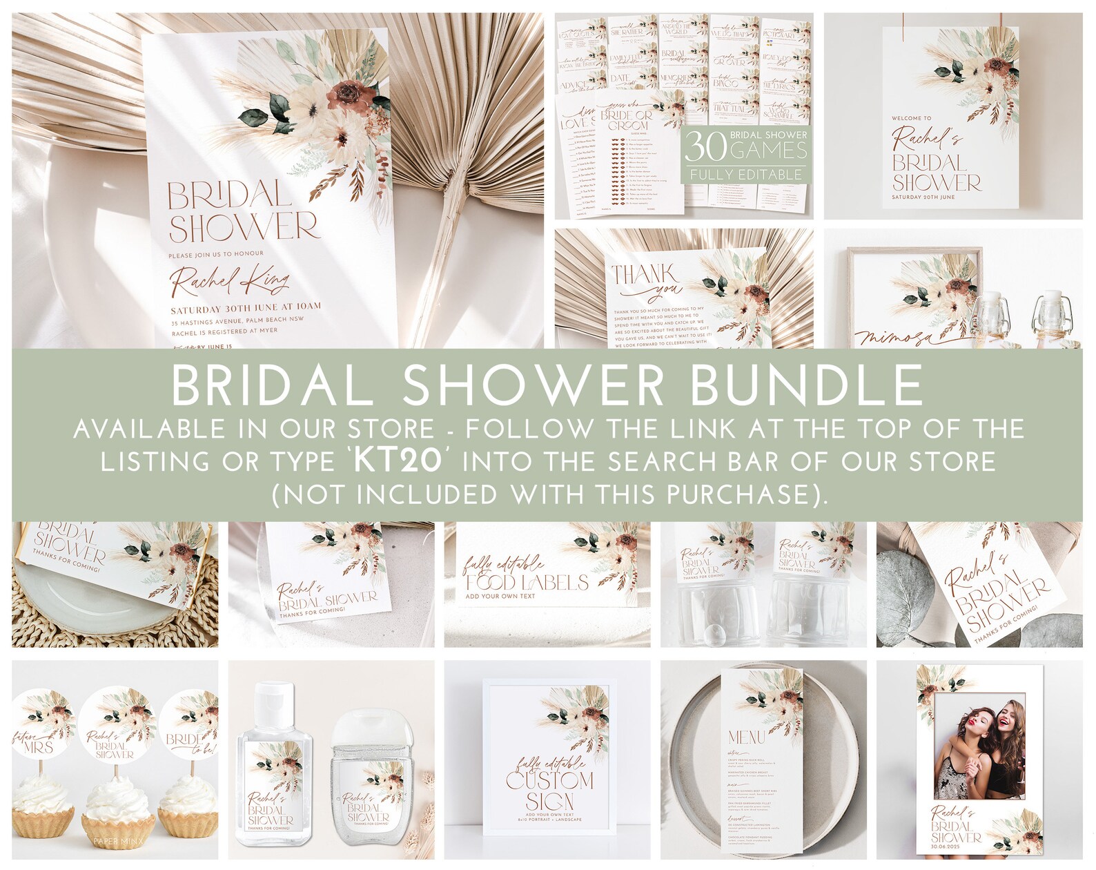 Boho Water Bottle Label, Bridal Shower Water Label, Printable Water ...