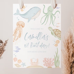 Under the Sea Welcome Sign Printable, Oneder the Sea 1st Birthday ...