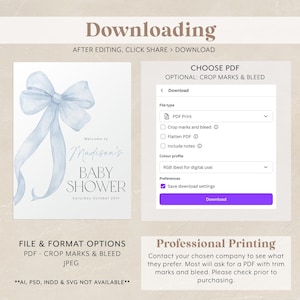 Blue Bow Welcome Sign, Blue Bow Baby Shower Welcome Sign Printable ...