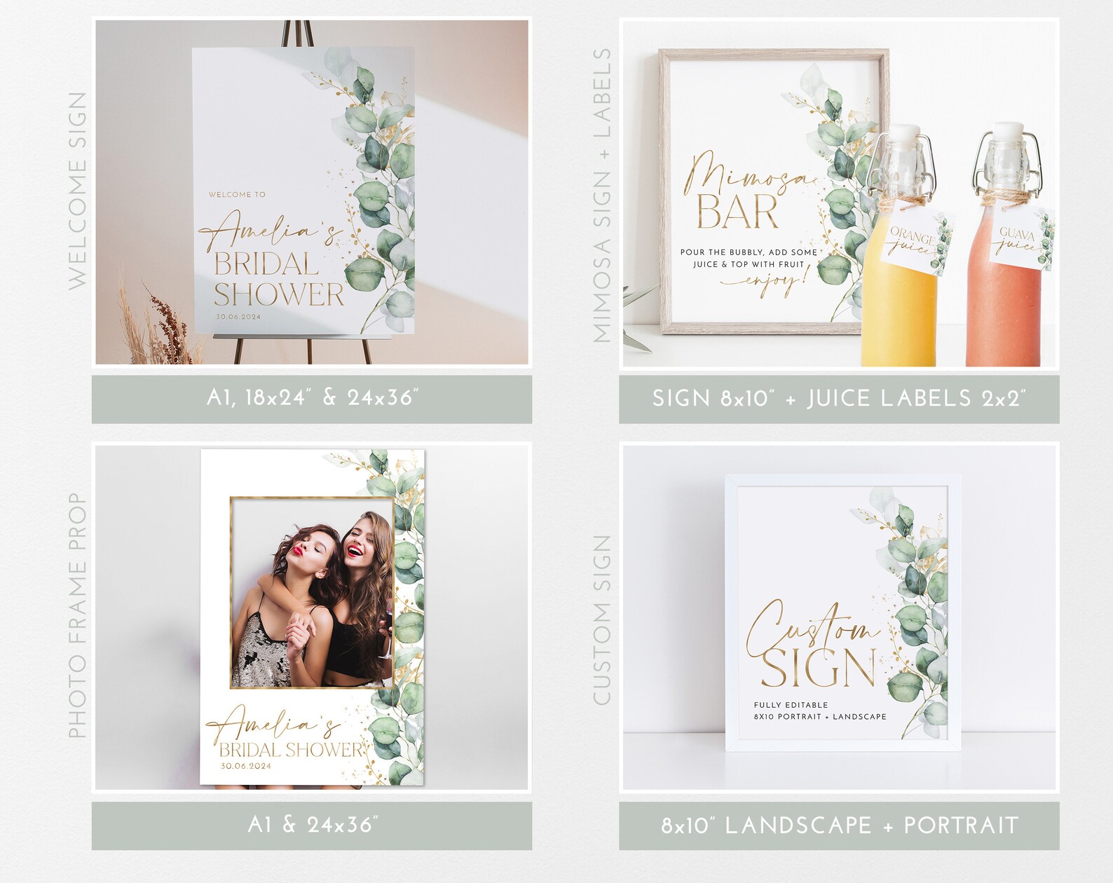 Bridal Shower Invitation Bundle, Greenery Bridal Shower Invitation and ...
