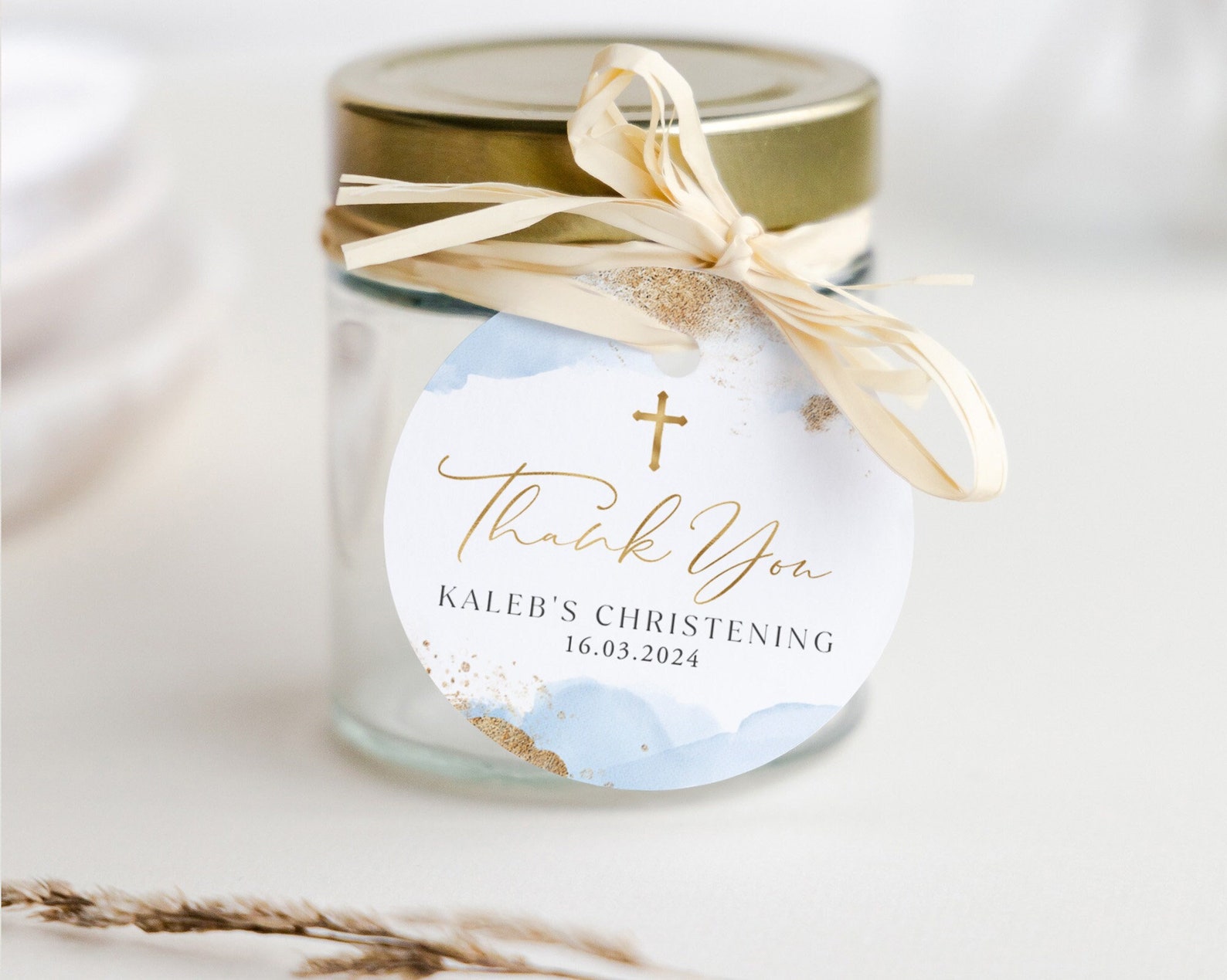 Baptism Favour Tags, Editable Tags, Christening Favor Tags, Blue and ...