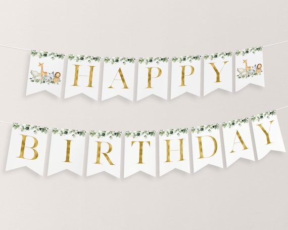 Happy Birthday Banner Printable Happy 1st Birthday Banner | Etsy