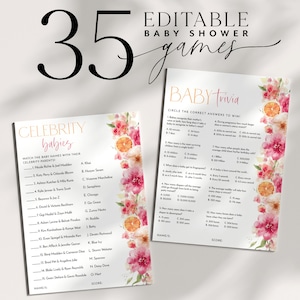 Citrus Baby Shower Games, Orange Baby Games Printable, Bright Flowers ...