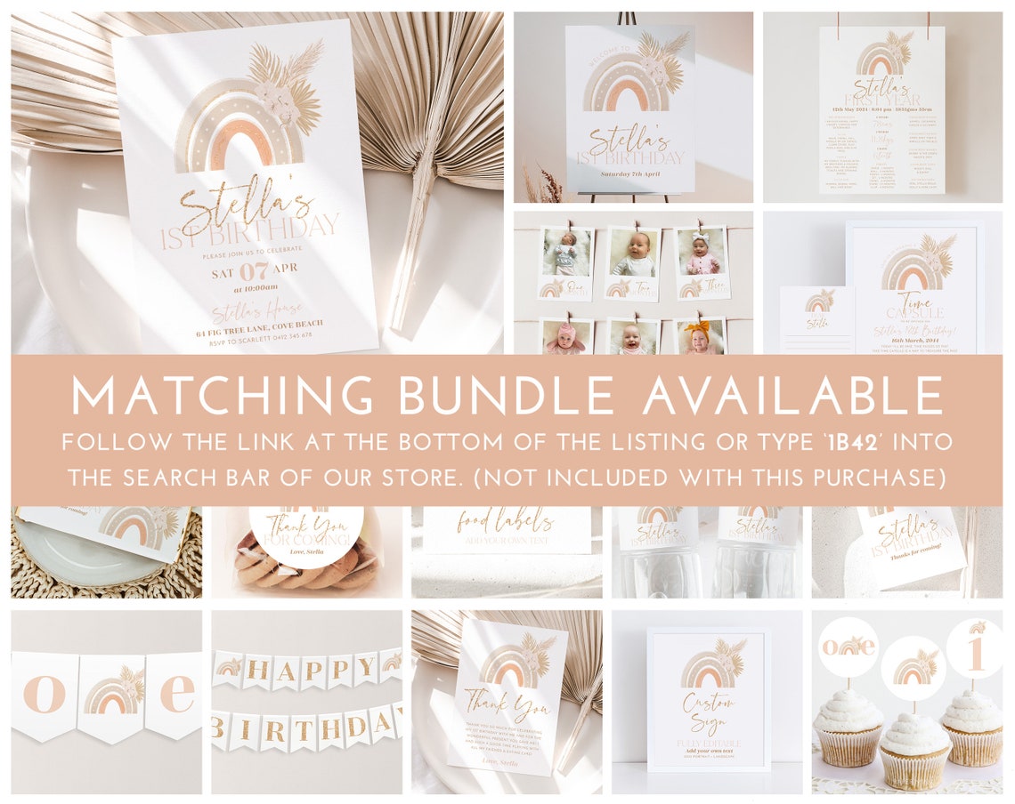 Rainbow High Chair Banner Printable 1st Birthday Banner for | Etsy