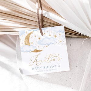 Printable Moon Stars Favor Tags, Blue Over the Moon Baby Shower Tags ...