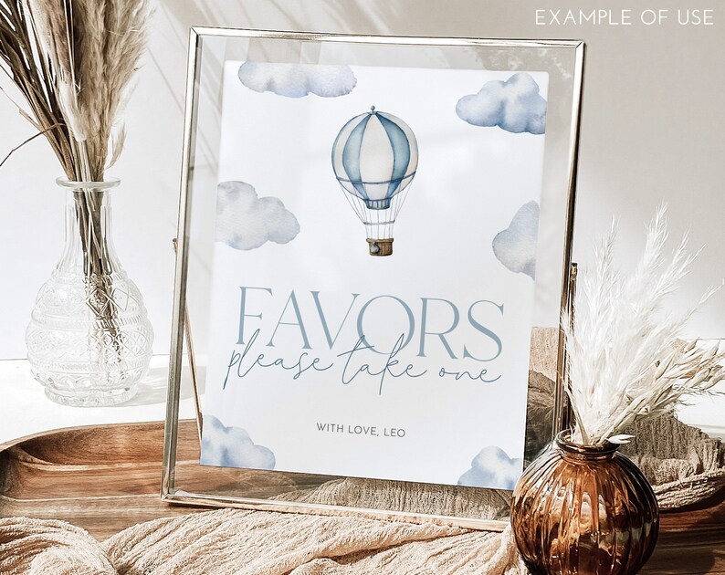 Hot Air Balloon Editable Sign Custom 8x10 Sign Mr Onederful | Etsy