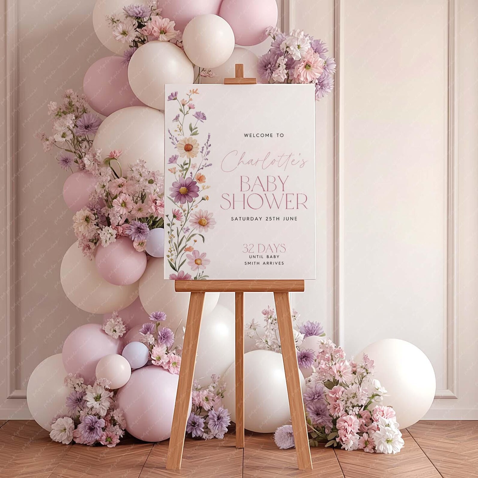 Baby in Bloom Welcome Sign Printable, Wildflower Baby Shower Welcome ...